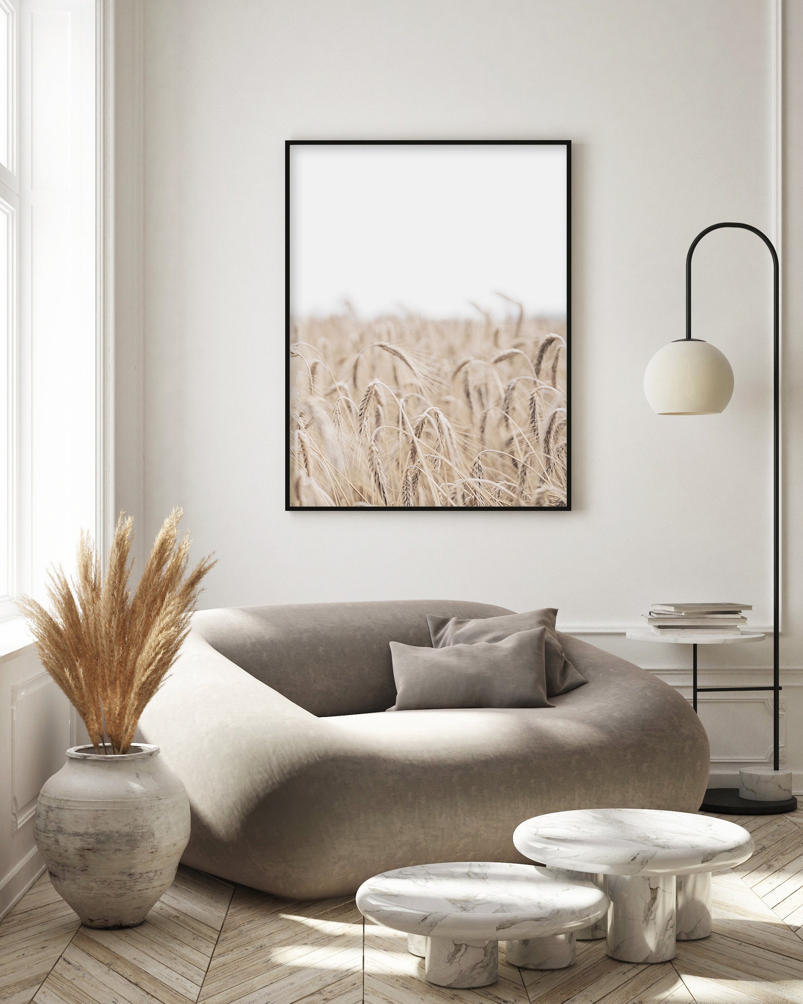 Set of 2 Boho Wheat Print | Landscape Wall Art | Neutral Print | Wheat ...