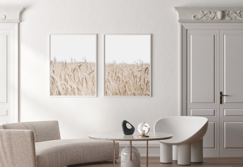 Set of 2 Boho Wheat Print | Landscape Wall Art | Neutral Print | Wheat ...