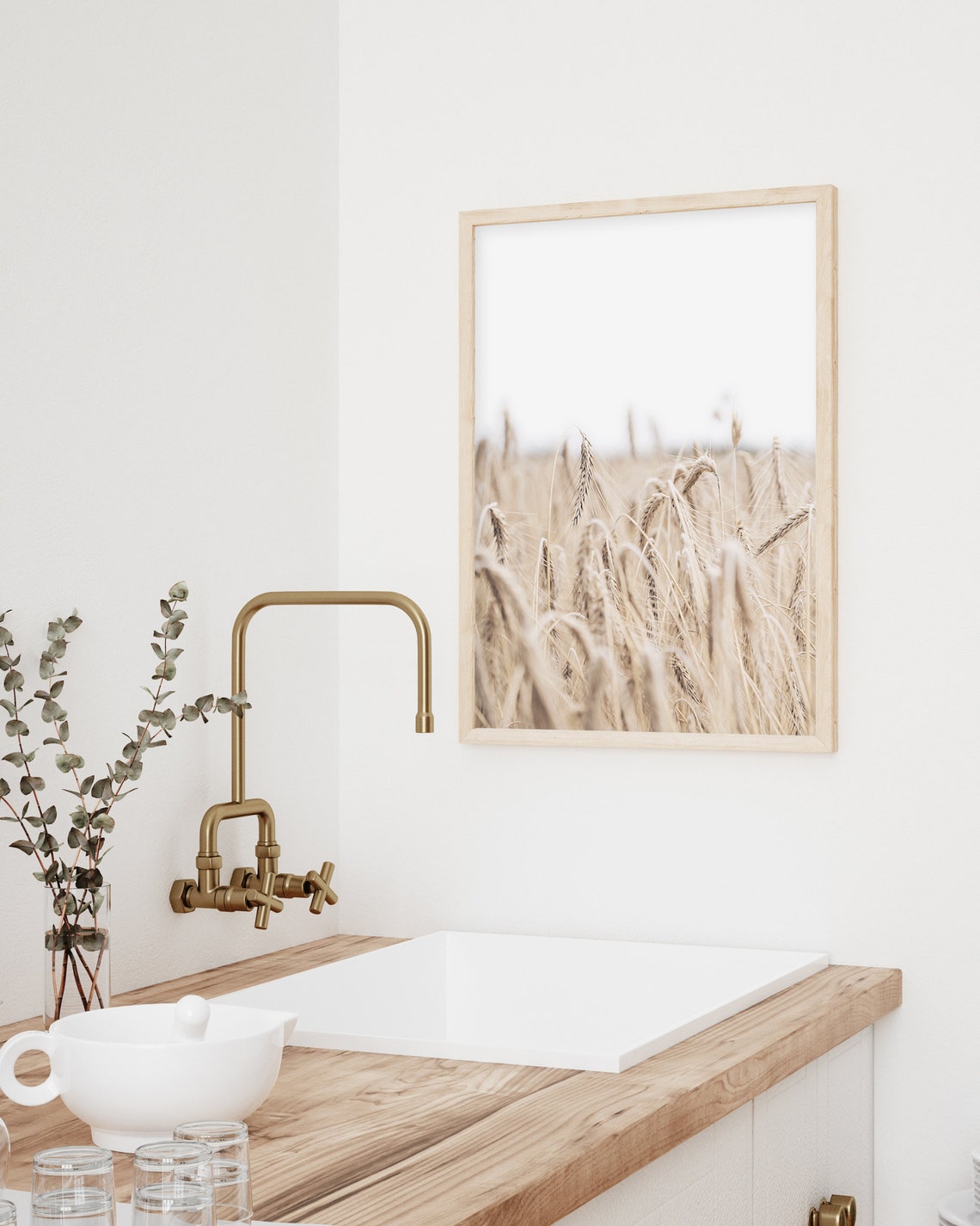Set of 2 Boho Wheat Print Landscape Wall Art Neutral Print - Etsy