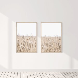 Set of 2 Boho Wheat Print | Landscape Wall Art | Neutral Print | Wheat ...