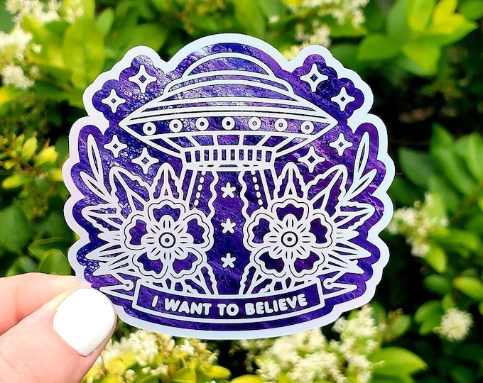 Holographic UFO Sticker, Alien Sticker, Trippy Sticker, UFO, Alien ...