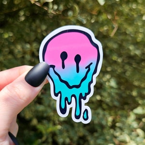 Drippy Smile Face Sticker, Smile Sticker, Trippy Sticker, Stickers ...