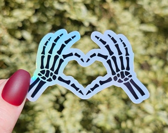 Skull & Bones Heart Sign Sticker Skeleton Heart Hands Sticker Water ...