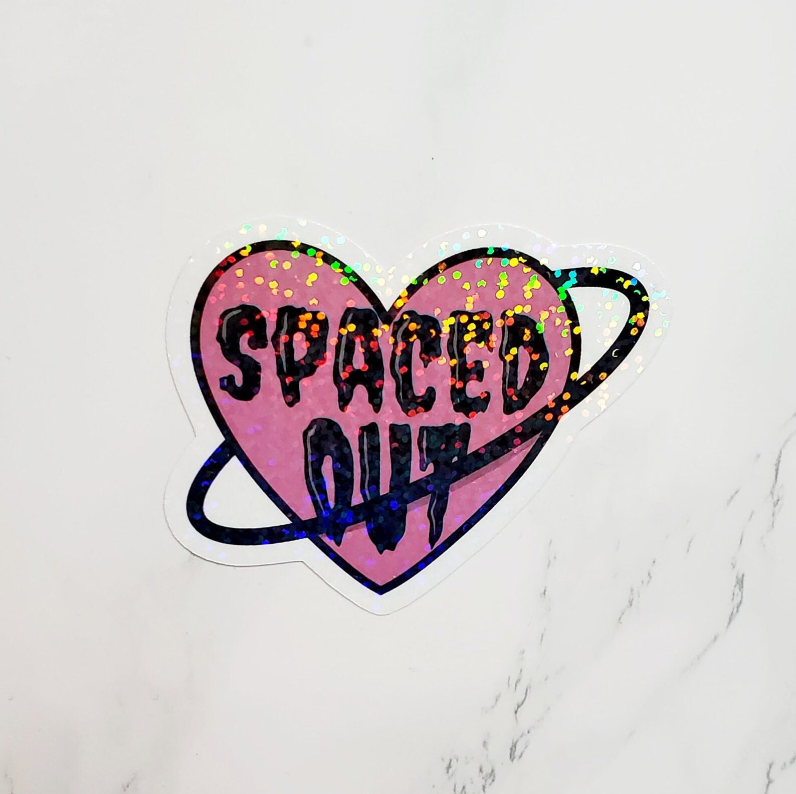 Glitter Spaced Out Sticker, Spaced Out Sticker, Space Sticker, Heart ...