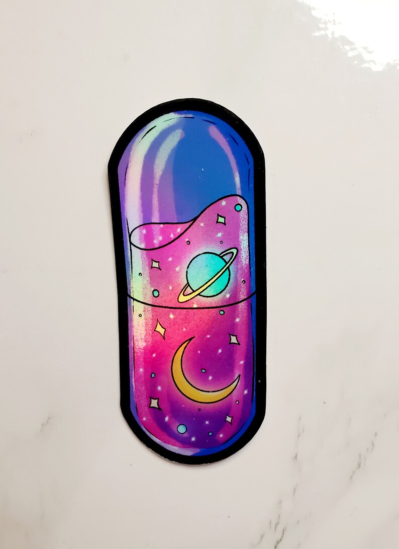 Holographic Space Pill Sticker Space Sticker Cosmic Sticker - Etsy