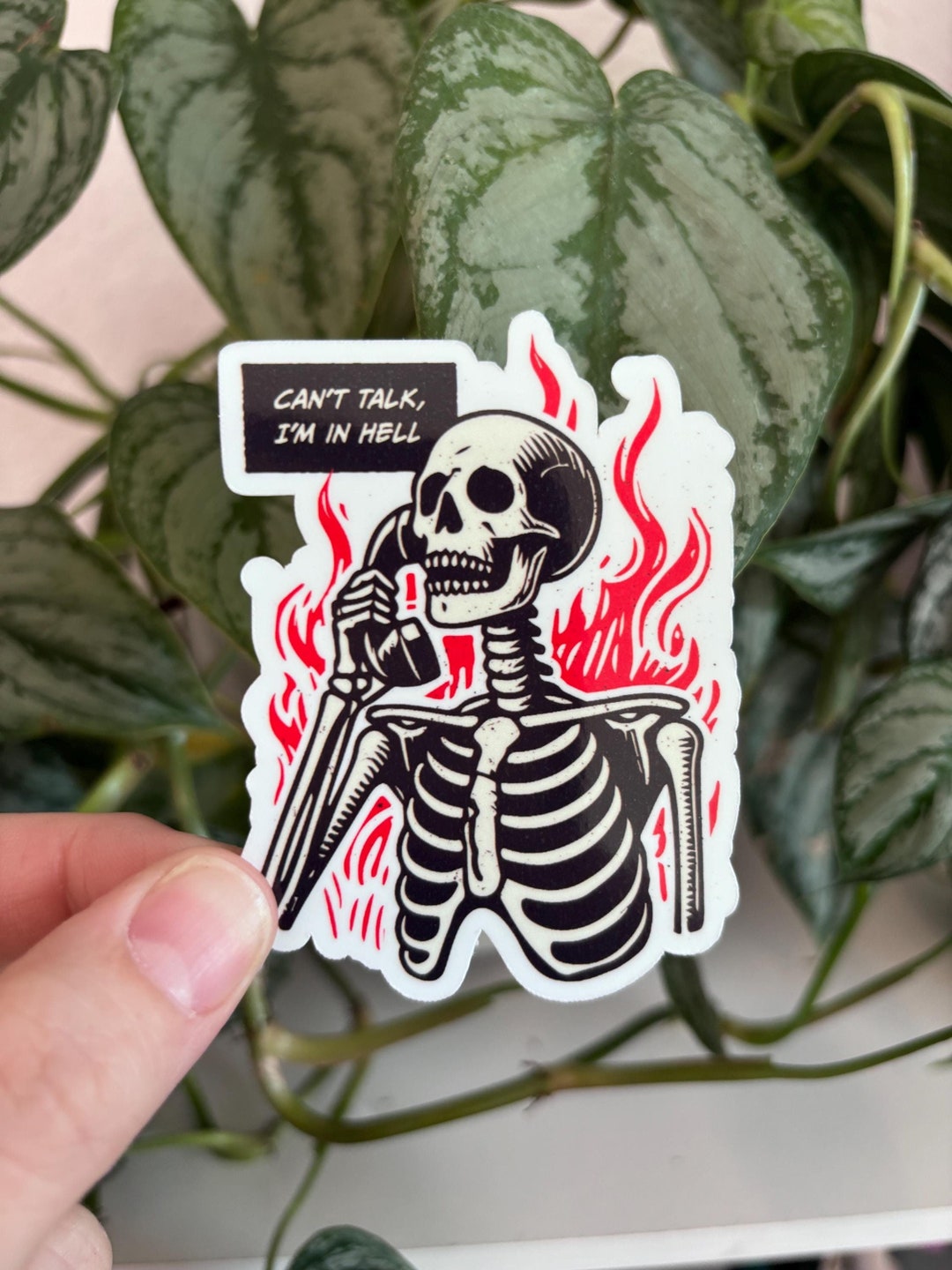 Can't Talk I'm in Hell Sticker, Skeleton Sticker, Funny Sticker, Skull ...