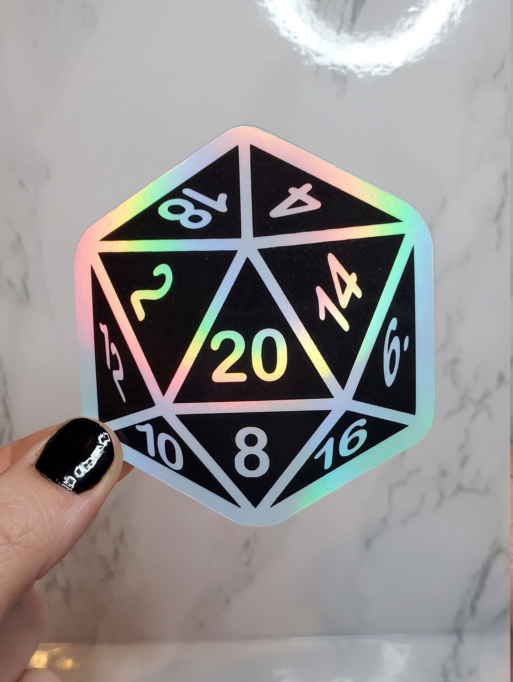 Holographic D20 Dice Sticker, Dice Sticker, D&D Sticker, Dungeon ...