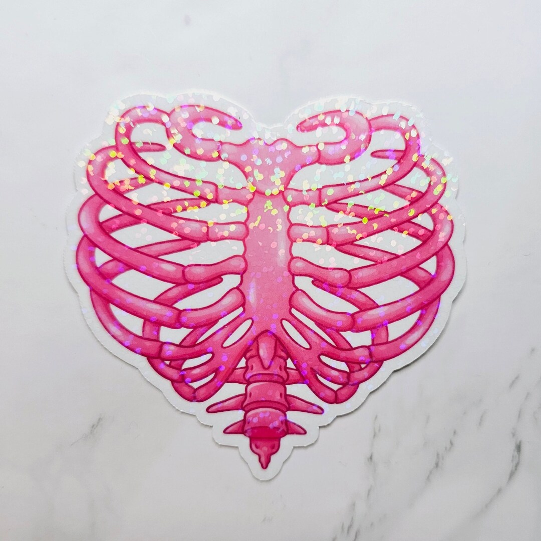 Glitter Skeleton Heart Sticker, Heart Sticker, Valentine's, Water ...