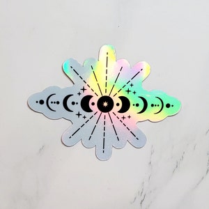 Holographic Moon Phase Sticker, Moon Sticker, Moon Phase Sticker, Moon ...