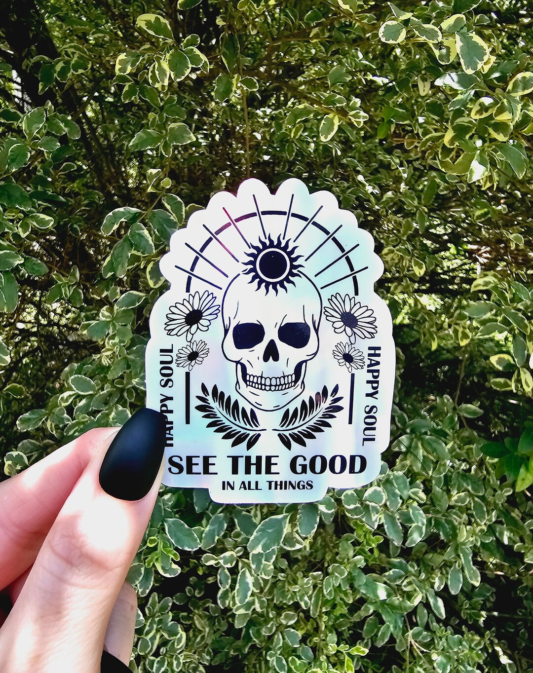 Holographic See the Good Skeleton Sticker, Skull Sticker, Skeleton ...