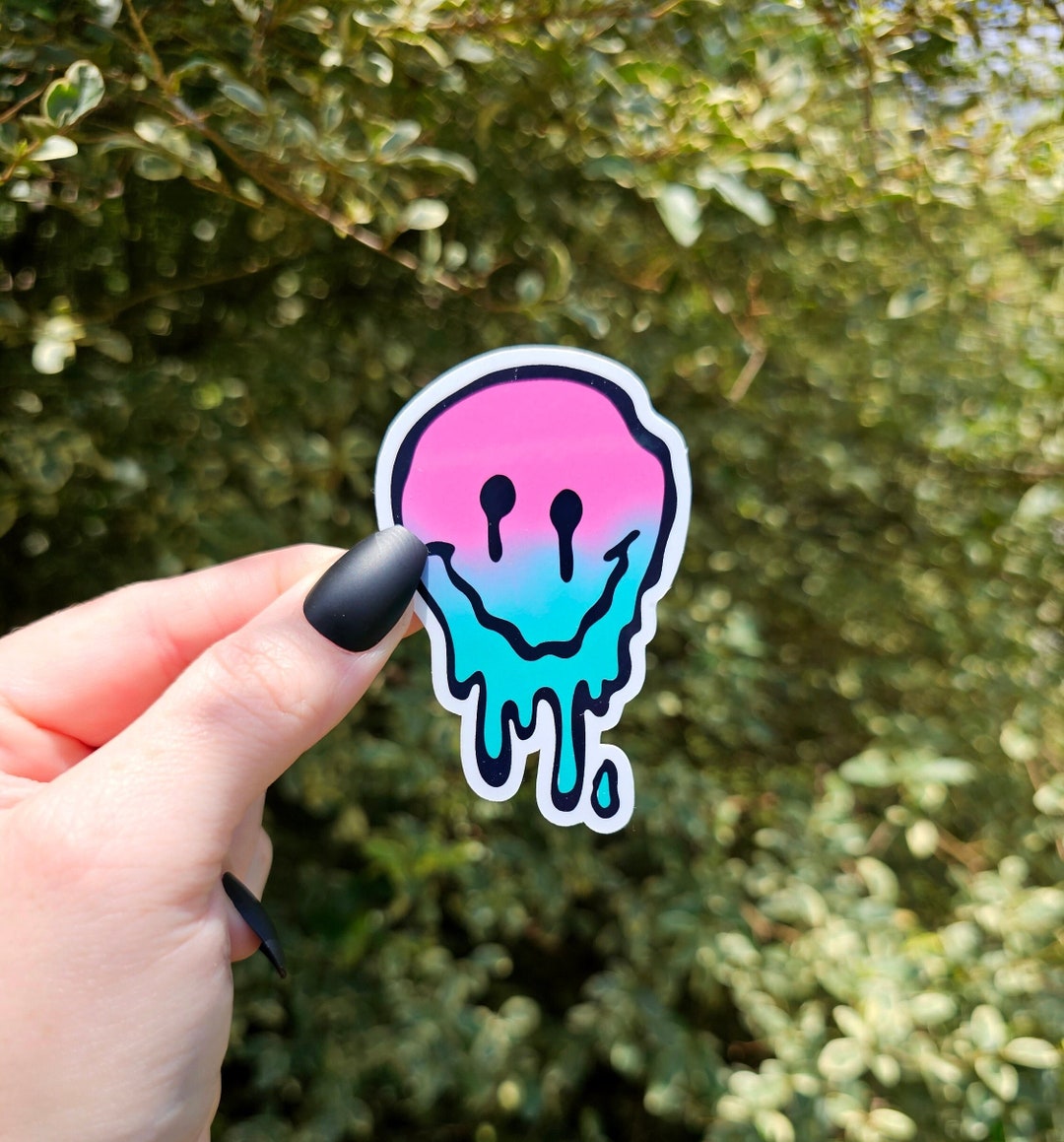 Drippy Smile Face Sticker, Smile Sticker, Trippy Sticker, Stickers ...