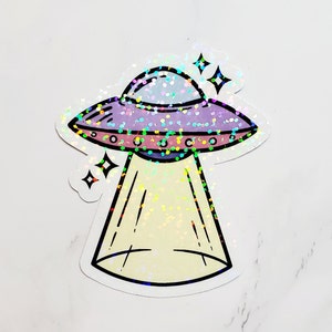 Glitter UFO Sticker, UFO Sticker, Space Sticker, Space Ship Sticker ...