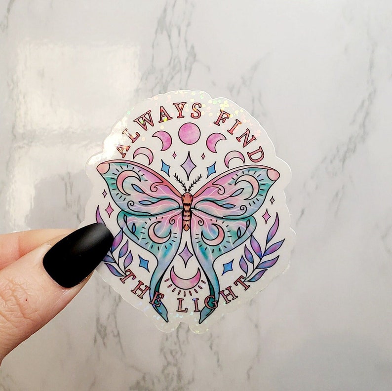 Glitter Moth Sticker Moon Sticker Celestial Sticker - Etsy