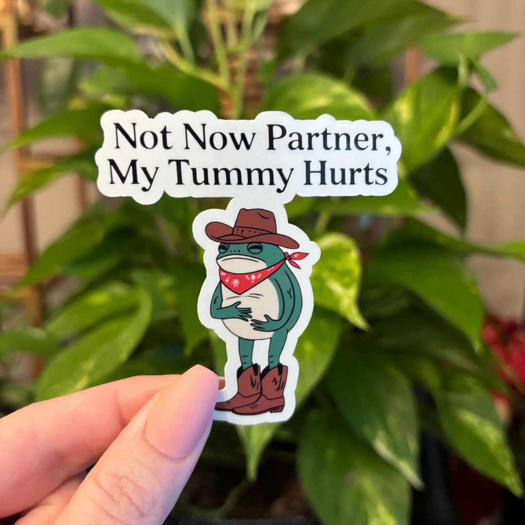 Funny Tummy Ache Sticker, Frog Sticker, Tummy Ache Sticker, Funny ...