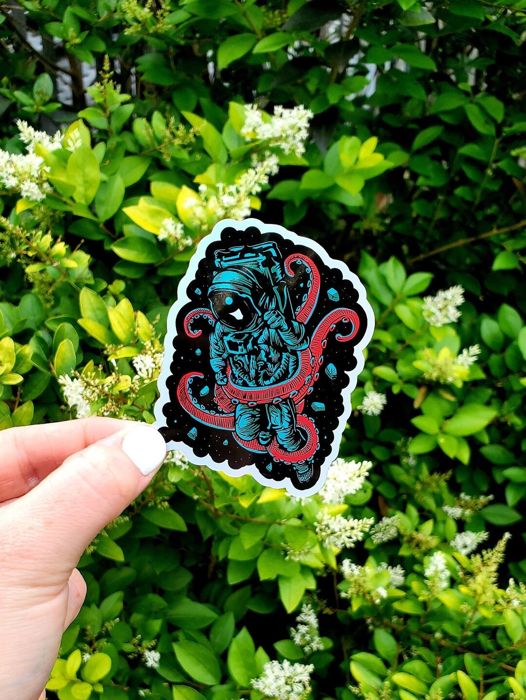 Holographic Astronaut Sticker, Space Sticker, Astronaut Sticker, Space ...