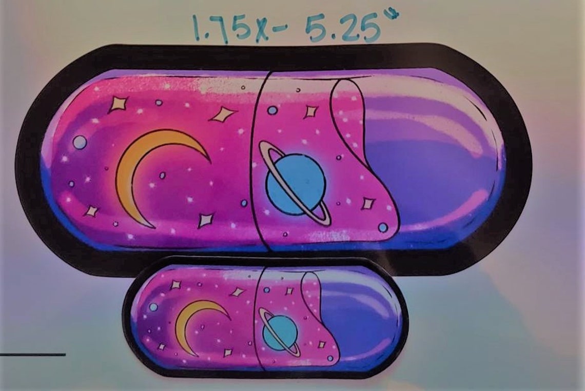 Holographic Space Pill Sticker Space Sticker Cosmic Sticker - Etsy