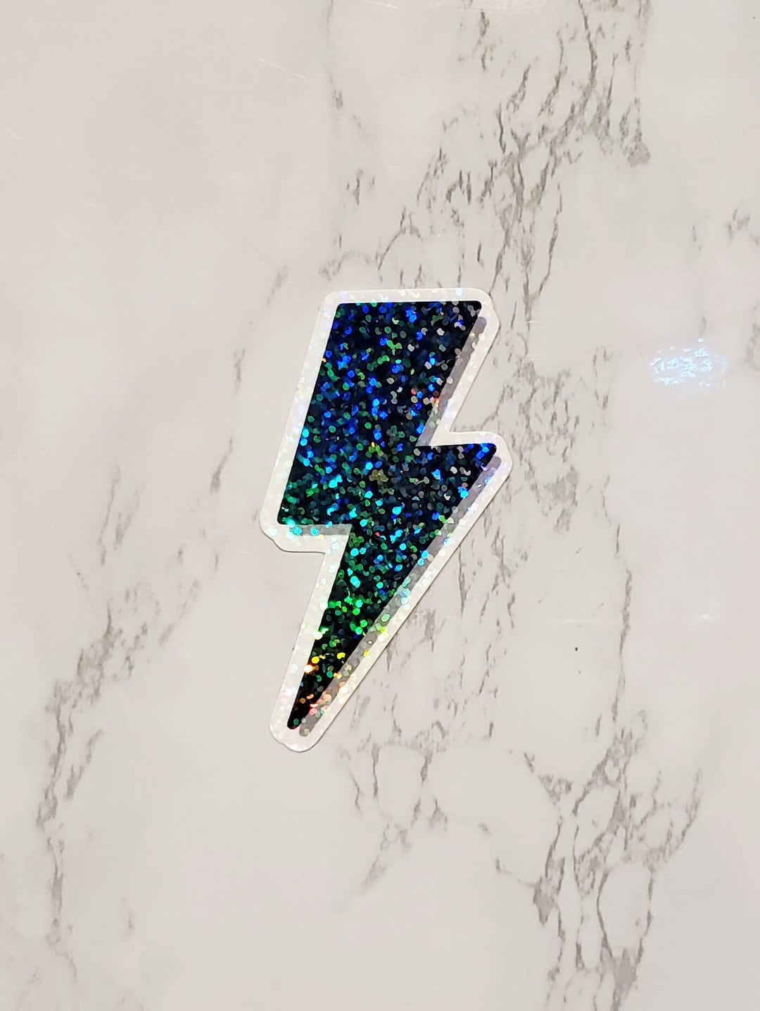 Black Glitter Lightning Bolt Sticker, Lightning Bolt Sticker, Black ...