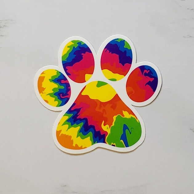 Tie Dye Paw Sticker