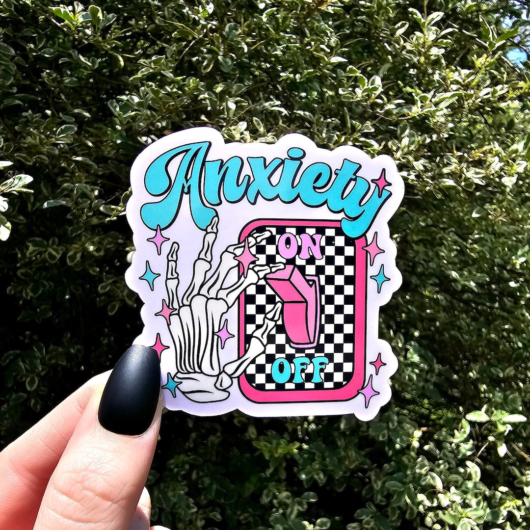 Anxiety on Sticker, Skeleton Sticker, Funny Sticker, Stickers, Water ...