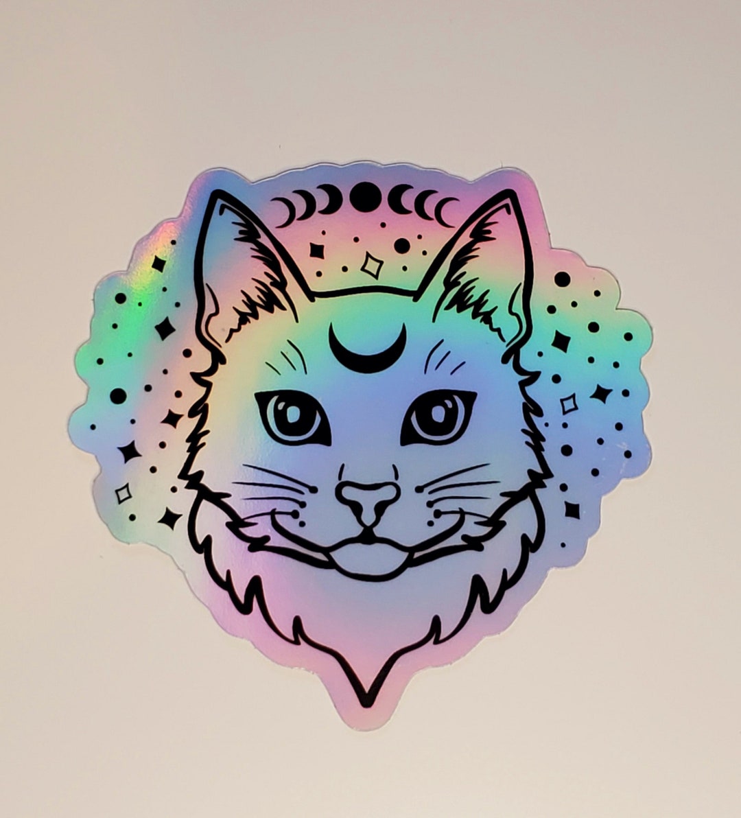 Holographic Magic Cat Sticker, Cat Sticker, Witchy Sticker, Magic ...