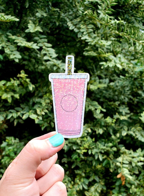 Glitter Pink Cup Sticker Drink Sticker Pink Sticker Pastel | Etsy
