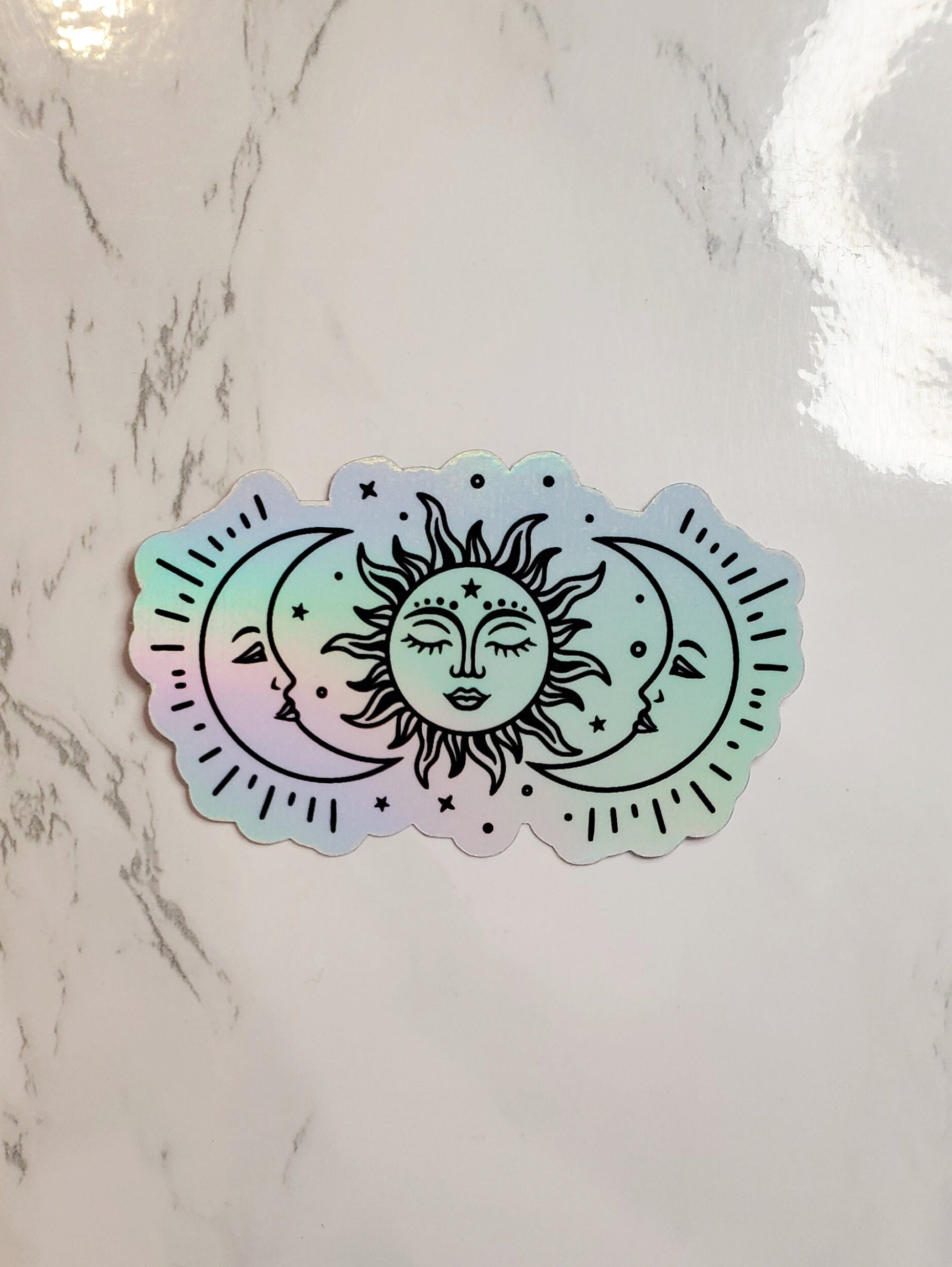 Holographic Sun and Moon Sticker, Sun Sticker, Moon Sticker, Sun, Moon ...