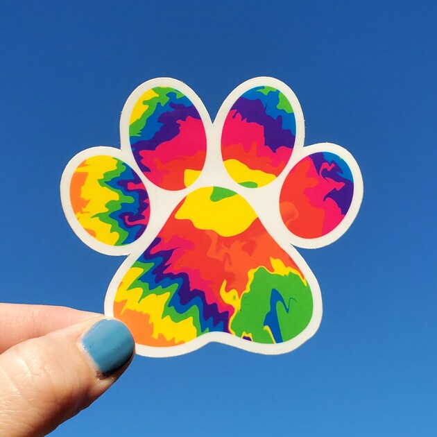 Tie Dye Paw Sticker