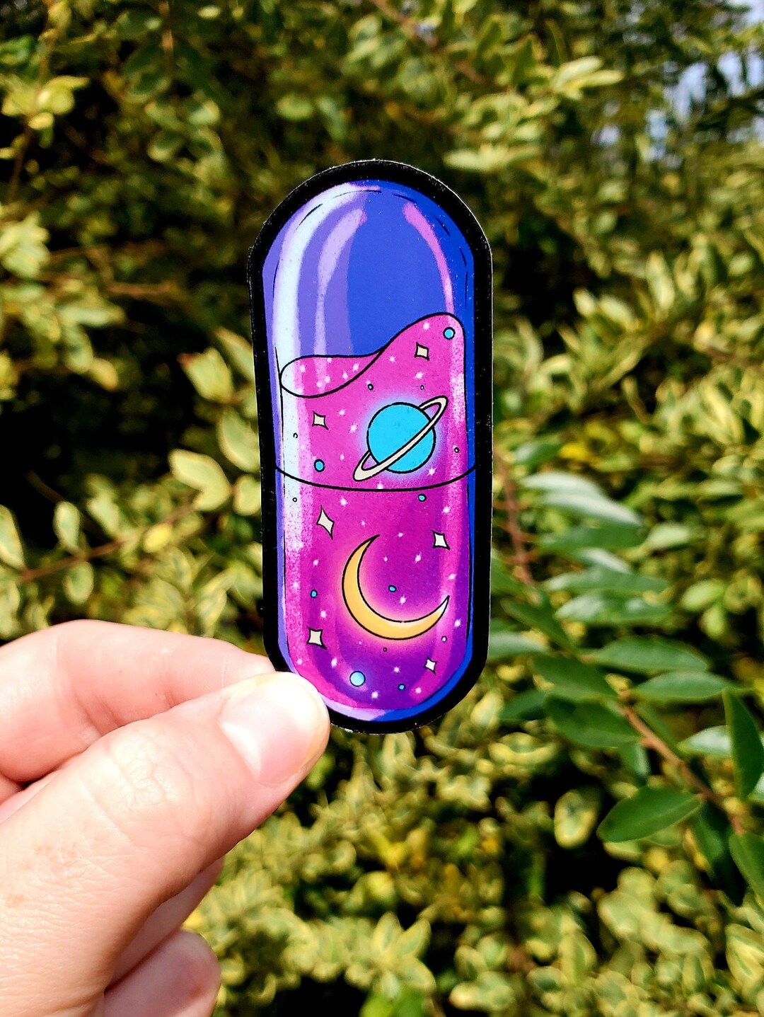 Holographic Space Pill Sticker, Space Sticker, Cosmic Sticker, Space ...