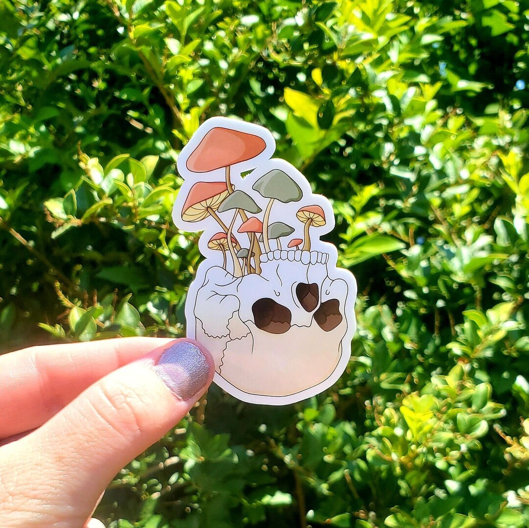 Skull and Mushroom Sticker, Mushroom Sticker, Skull Sticker, Hippie ...