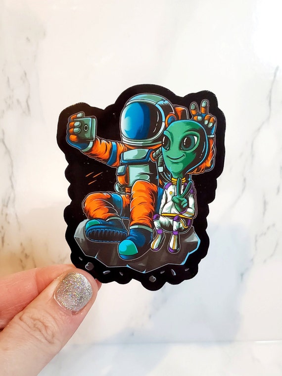 Alien Sticker Outer Space Sticker Astronaut Sticker Space - Etsy