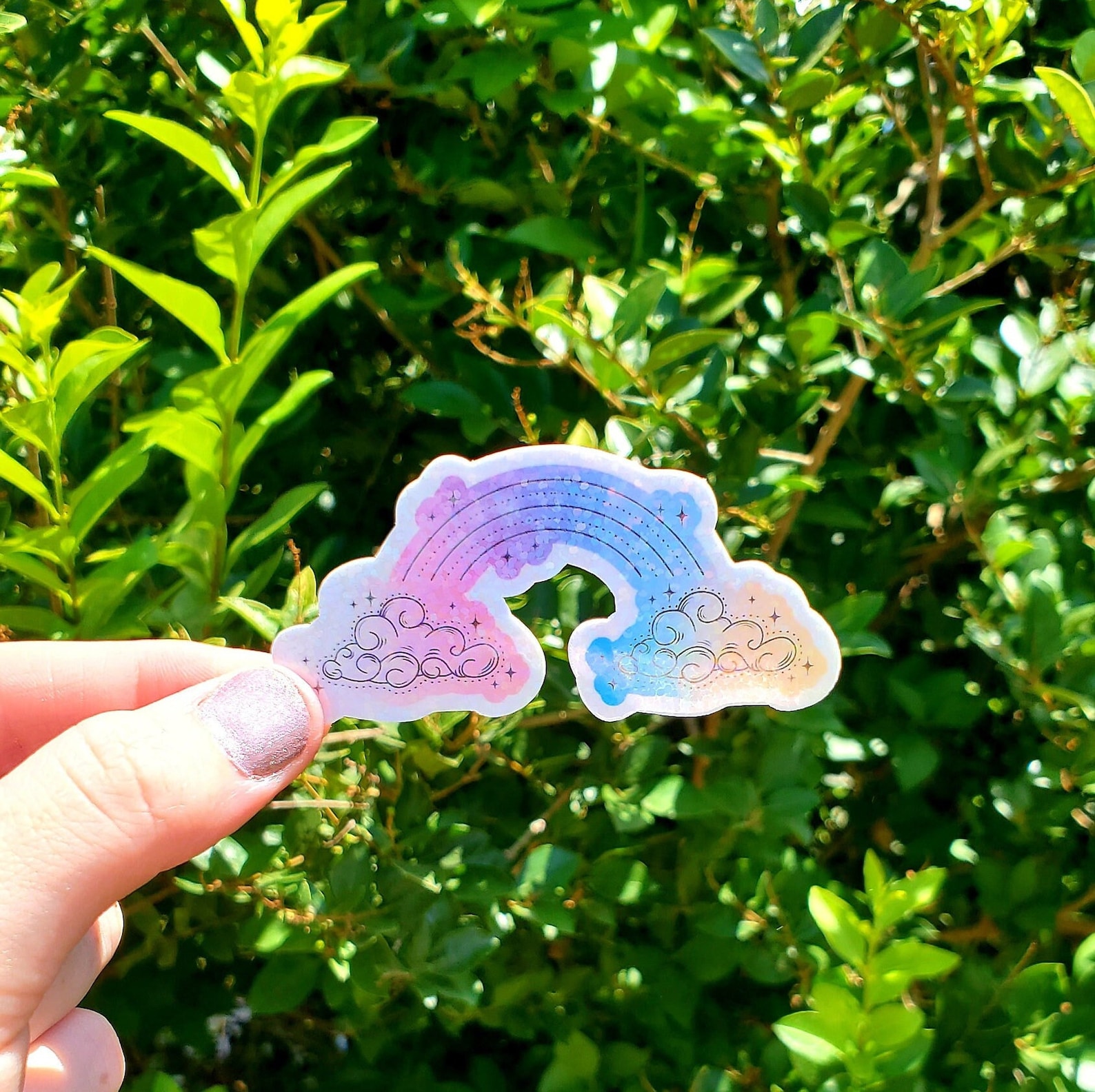 Glitter Rainbow Sticker, Rainbow Sticker, Rainbow, Cloud Sticker ...