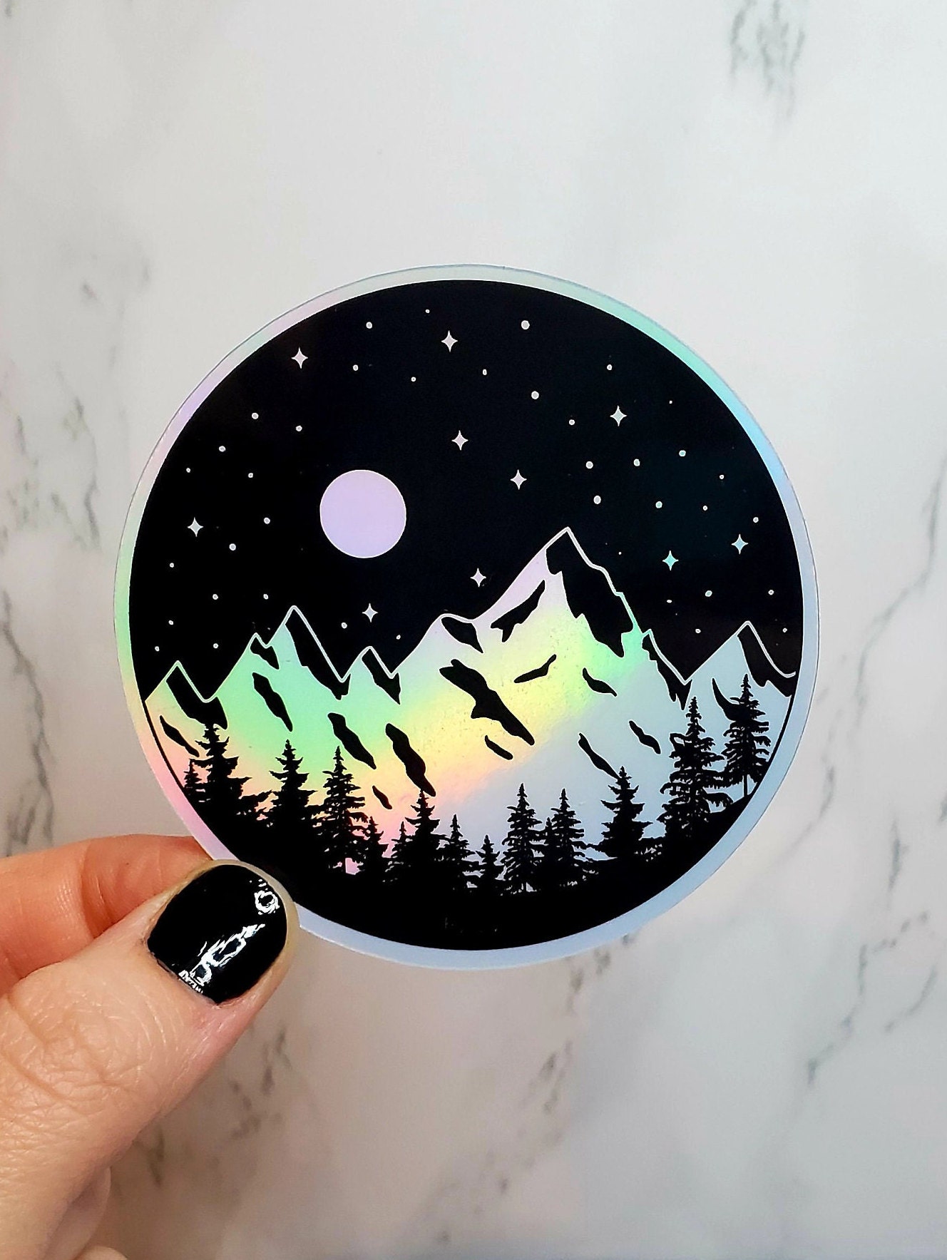 Holographic Night Sky Sticker, Star Sticker, Tree Sticker, Camping ...