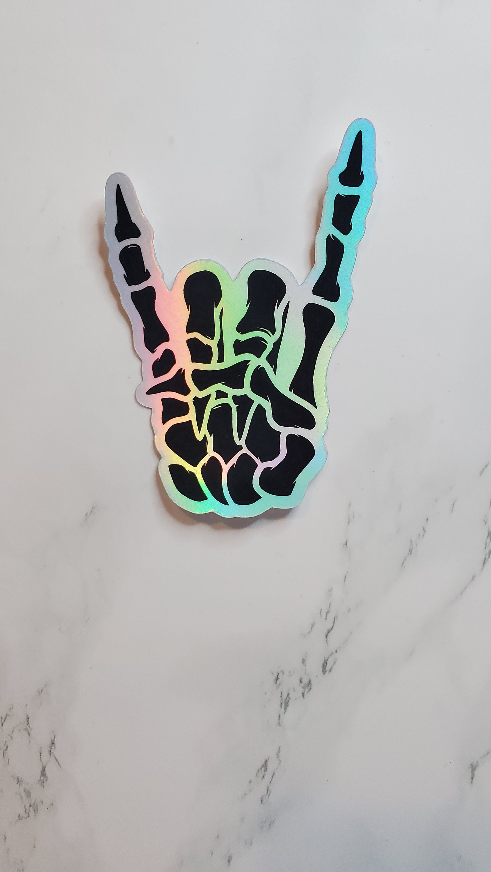 Holographic Rock Skeleton Sticker Skeleton Sticker Rock and - Etsy