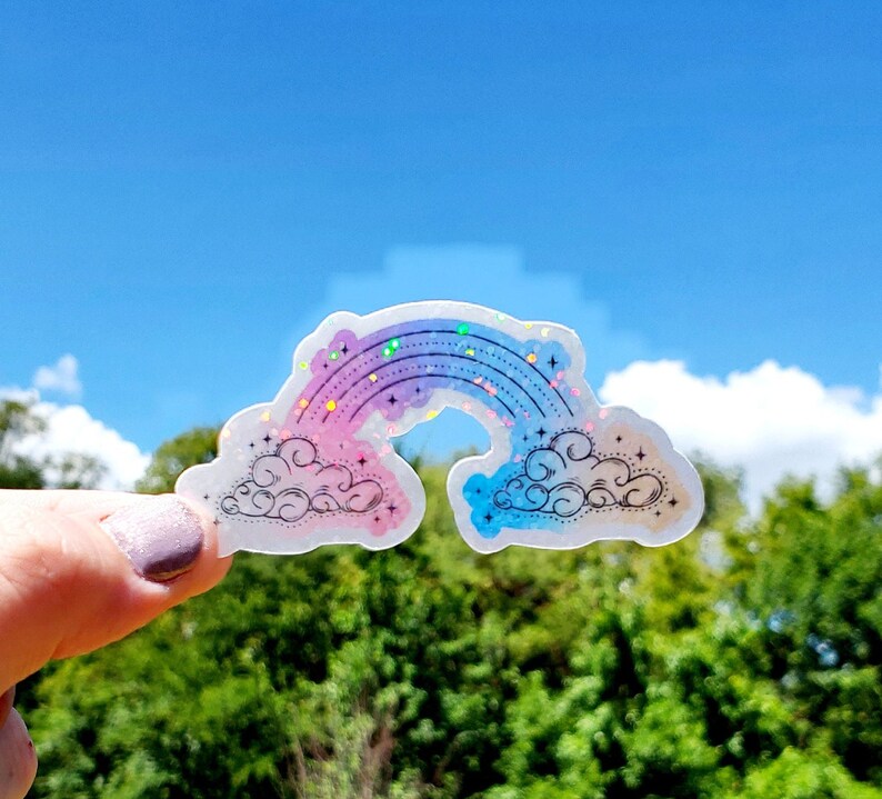 Glitter Rainbow Sticker, Rainbow Sticker, Rainbow, Cloud Sticker ...