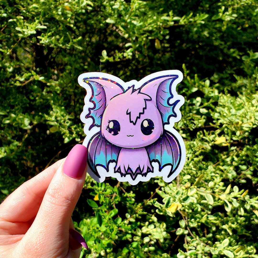 Glitter Bat Sticker, Pastel Sticker, Bat Sticker, Goth Sticker, Glitter ...