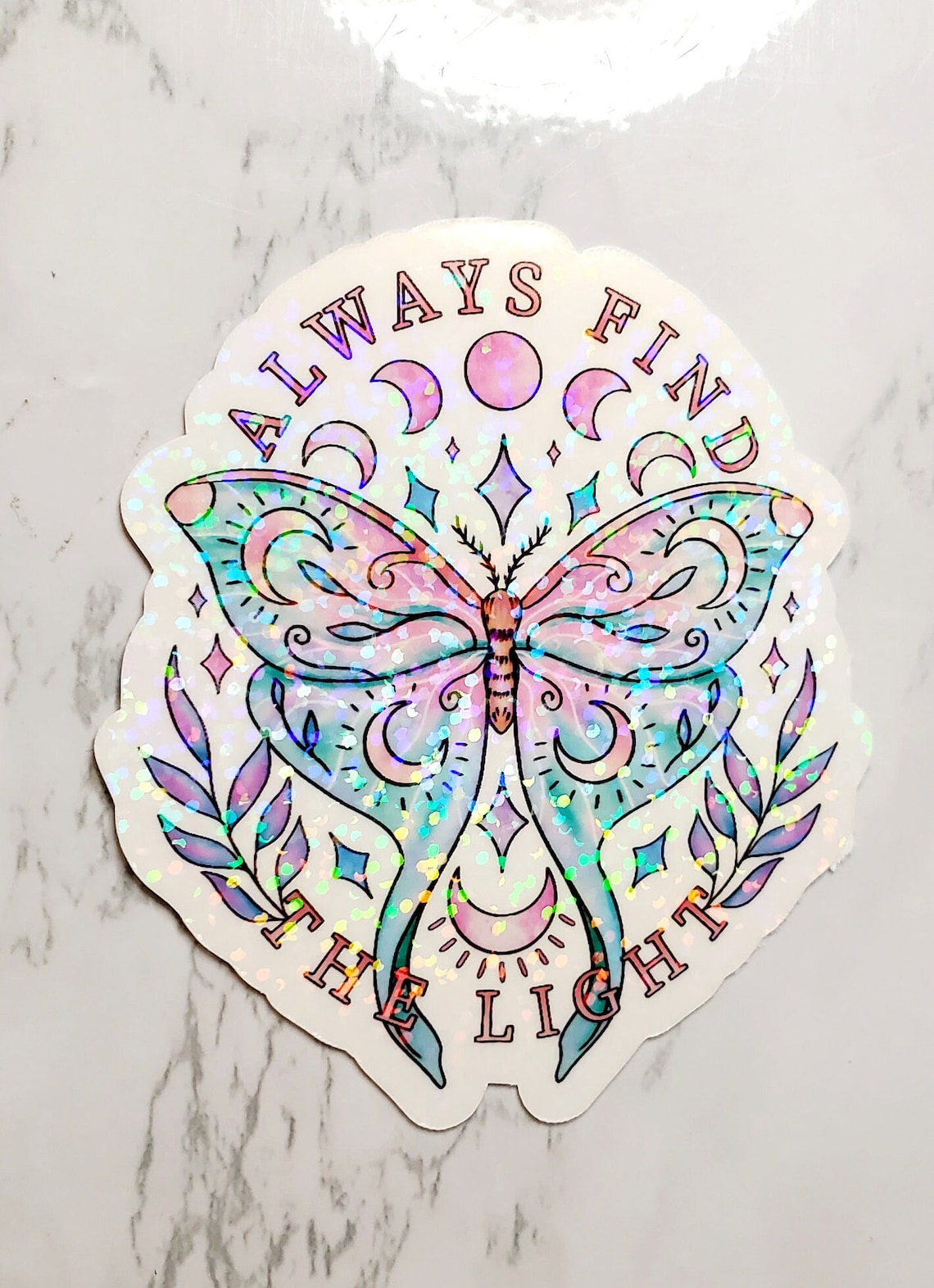 Glitter Moth Sticker Moon Sticker Celestial Sticker - Etsy