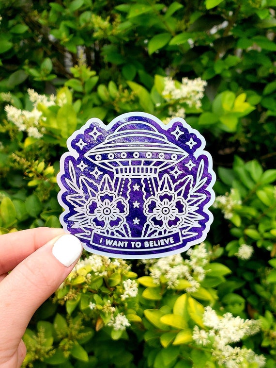 Holographic UFO Sticker Alien Sticker Trippy Sticker UFO - Etsy