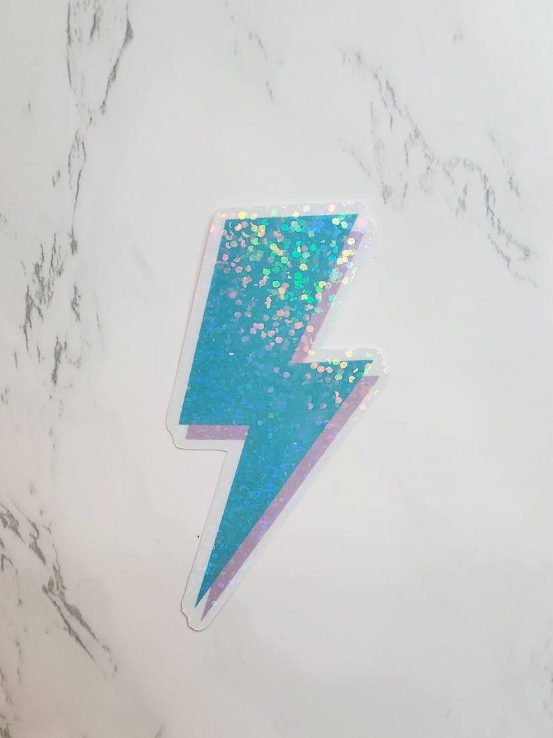 Glitter Lightning Bolt Sticker Lightning Bolt Sticker Blue - Etsy