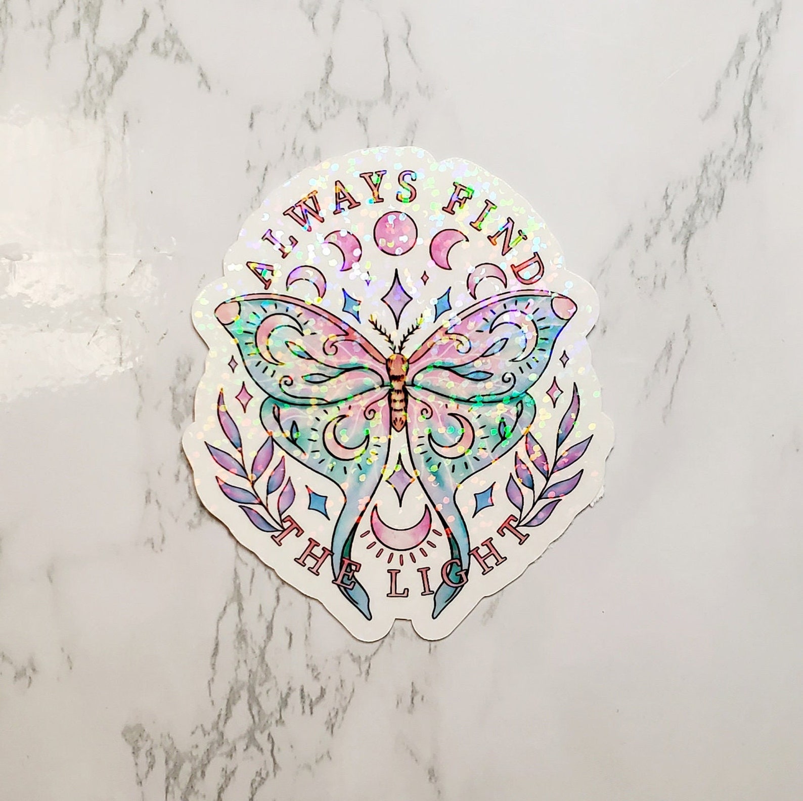 Glitter Moth Sticker Moon Sticker Celestial Sticker - Etsy