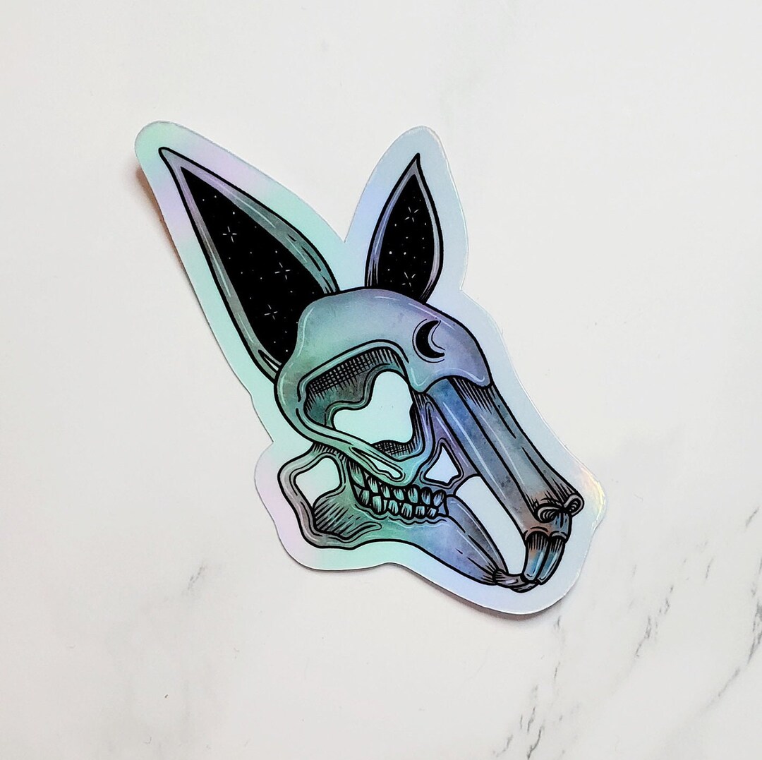 Holographic Rabbit Skull Sticker, Skull Sticker, Rabbit Sticker ...