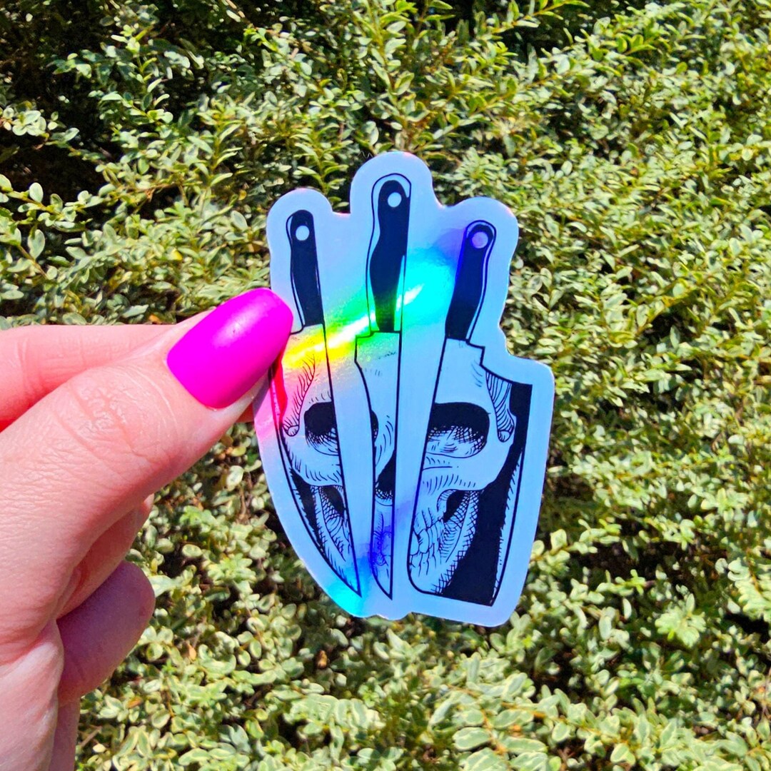 Holo Skeleton Knife Sticker, Skull Sticker, Stickers, Skeleton Sticker ...