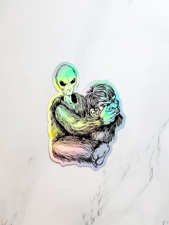 Holographic Alien Sasquatch Sticker Alien Sticker Sasquatch | Etsy