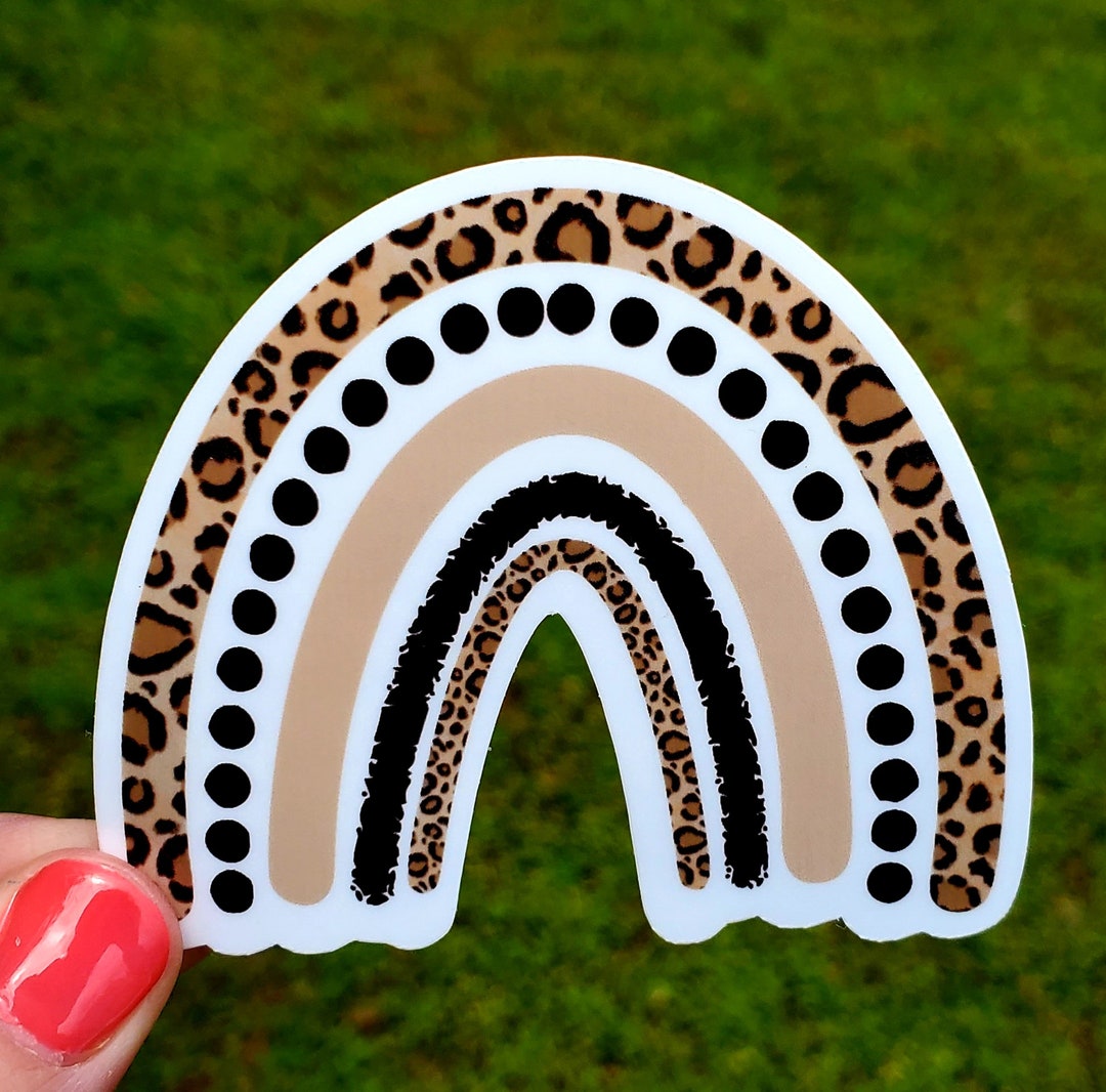 Leopard Rainbow Sticker, Leopard Sticker, Boho Sticker, Rainbow Sticker ...