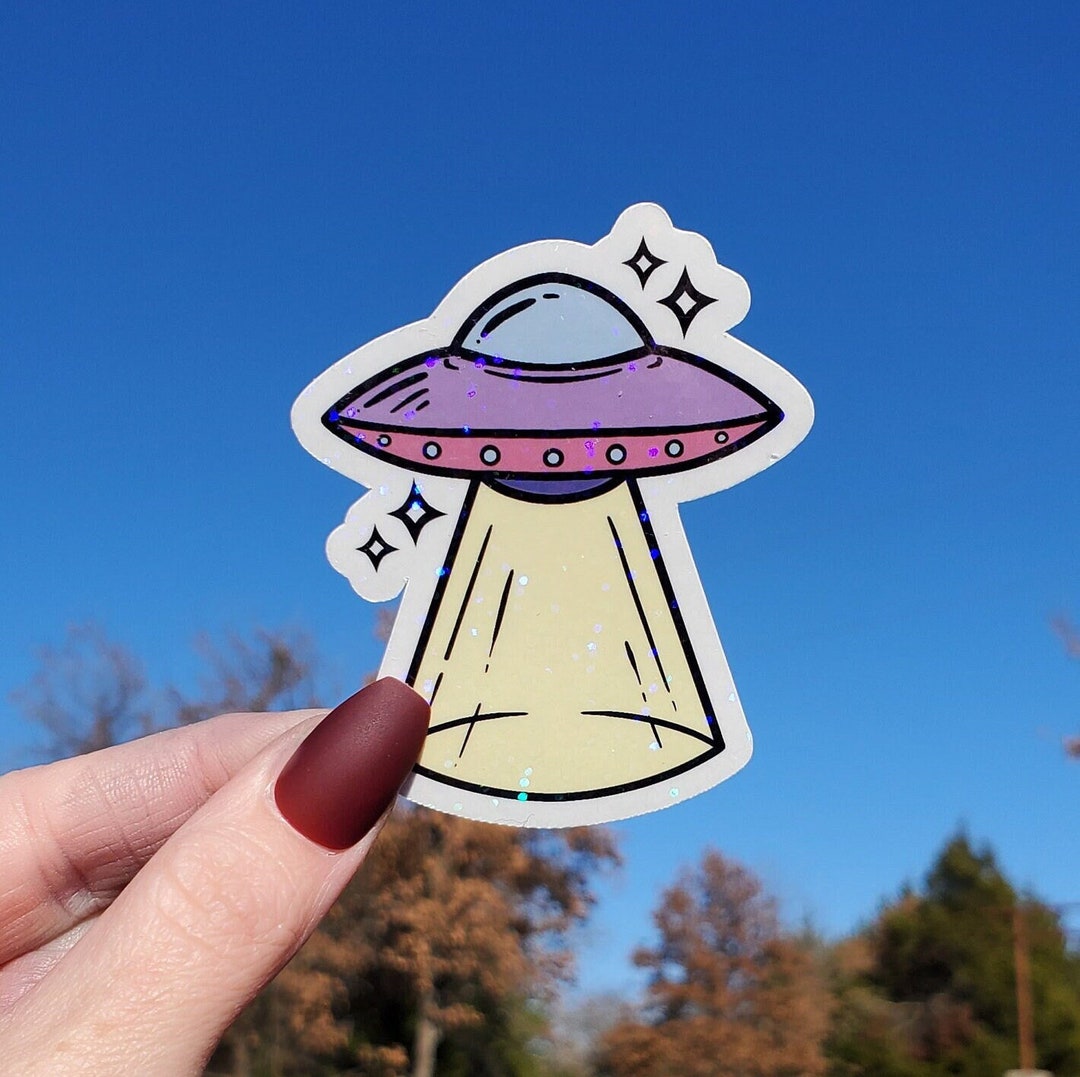 Glitter UFO Sticker, UFO Sticker, Space Sticker, Space Ship Sticker ...