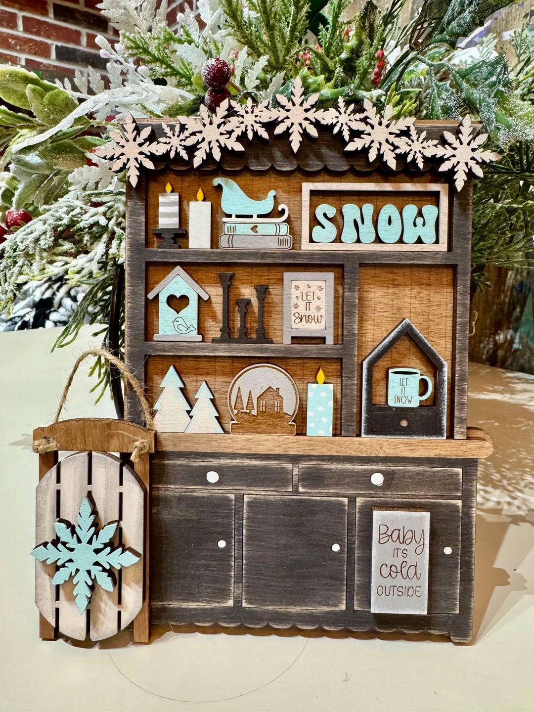 3D Snow Cabinet | Winter | 3D Decor | Seasonal Decor | Decor | Wood ...