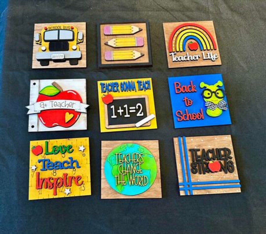 Teacher & School Interchangeable Square INSERT Piece ONLY ...