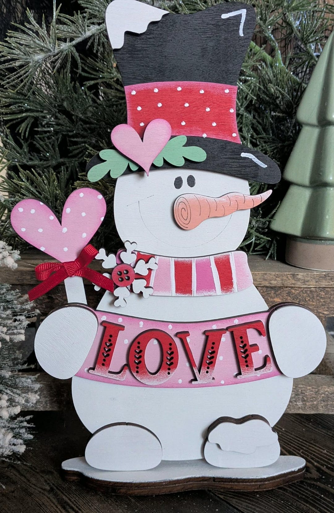 3D Standing Valentines Day Love Snowman | Winter | 3D Decor | Seasonal ...