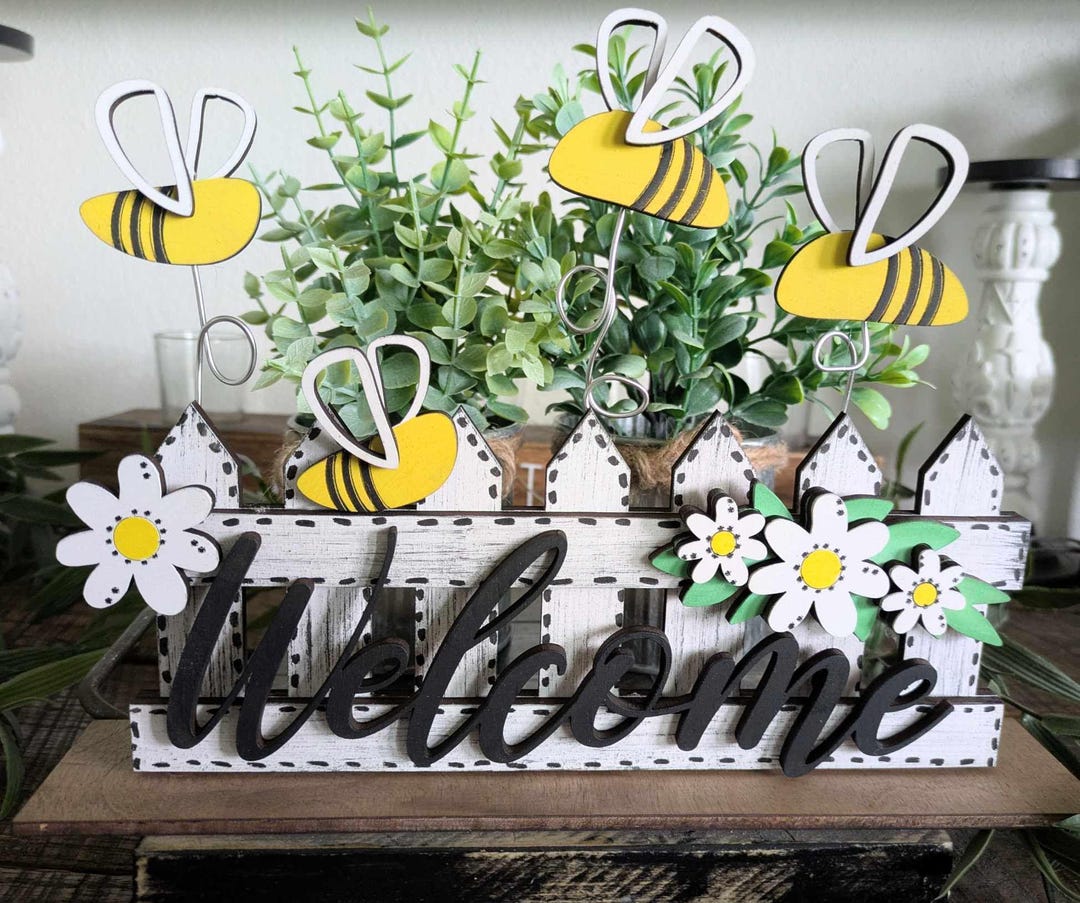 3D Welcome With Bees and Flowers Standing Display | Spring Decor | 3D ...