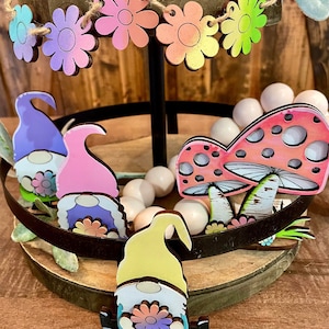 Spring is in the Air Gnome and Mushroom Tiered Tray / Spring Decor ...