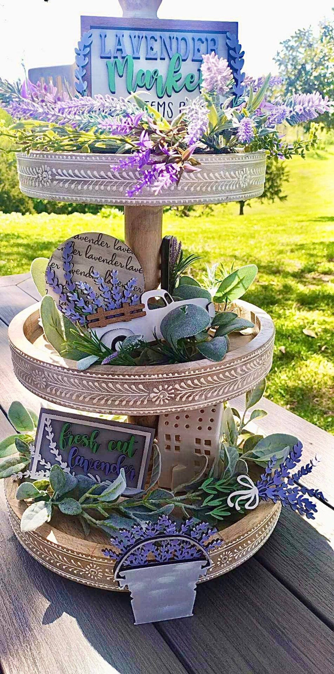 Lavender Tiered Tray / Spring Decor / Tiered Tray Decor / Lavender ...